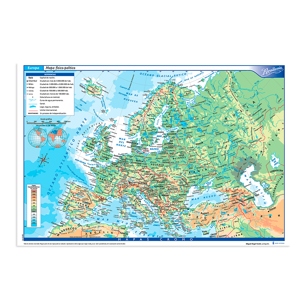 Mapa Europa físico político Rivadavia N°6, block de 25 mapas | Edgar